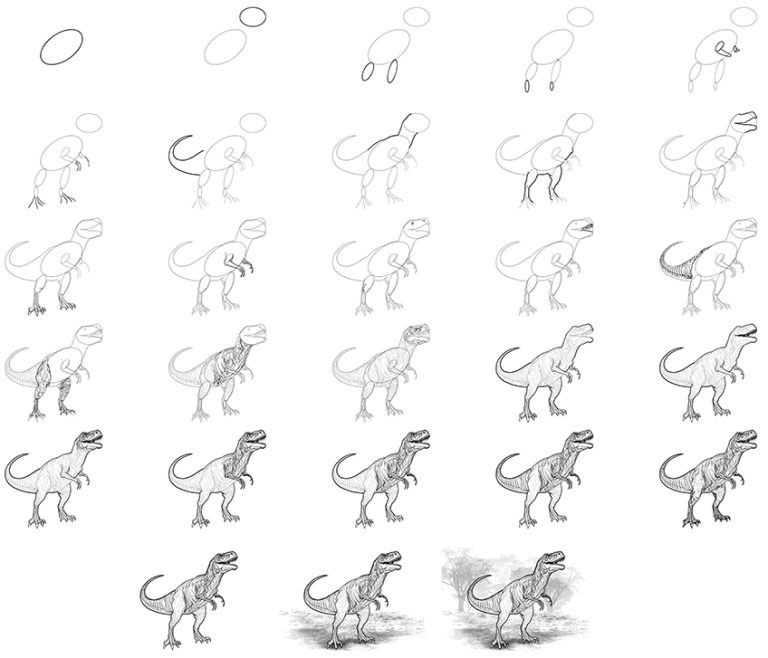Dinosaur Drawing - Create a Ferocious Dinosaur Sketch
