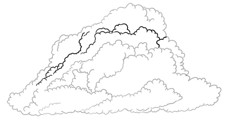 Clouds Drawing - Create a Fluffy Cloud Sketch