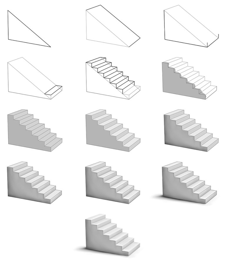 Stairs Drawing - Learn How to Draw Stairs Easily