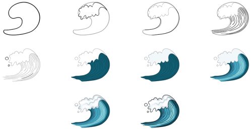 Comment dessiner une vague - Superbes dessins de vagues
