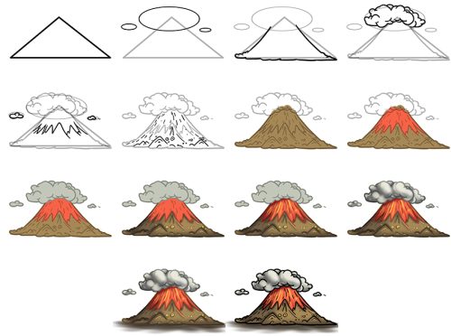 Volcano Drawing - 14 Steps to Sketching Scorching Scenes