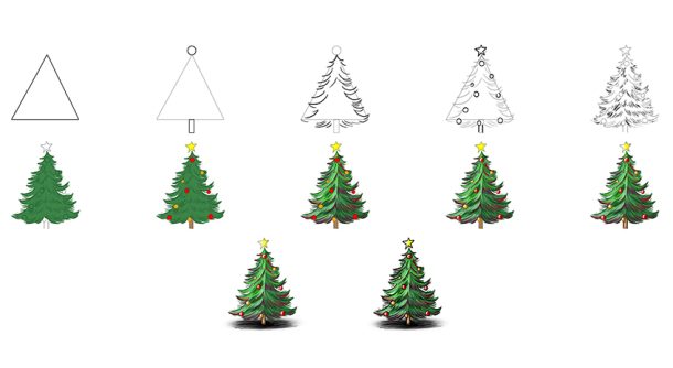Weihnachtsbaum zeichnen - Detaillierte Malanleitung